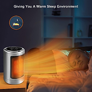Space Heater, 1500W Ceramic Quiet Room Heater with Adjustable Thermostat, Tip-Over and Overheat Protection, Portable Electric Heater for Office Bedroom Indoors