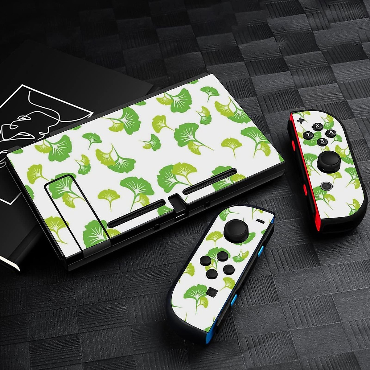 Vintage Ginkgo Biloba Funny Print Skin Cover For Switch Console and Switch Lite Slim Protector Sticker
