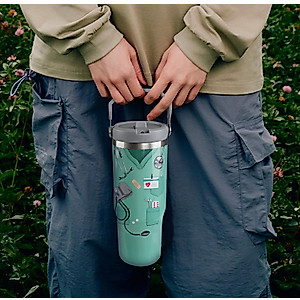 ZNYYZYBA Nurse Tumbler Nurse Gifts for Women - Nurse Appreciation Gifts Nurses Week Gifts for Female Male Nurse、 New Nurses、 RN、 LPN, 30oz Nurse Thermal Mug with Handle and Flip Straw