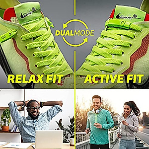 Set & Done 2 Pair Flat Elastic No Tie Shoe Laces for Sneakers, Adults & Kids with Tieless Smart Magnetic Locks (Black + White)