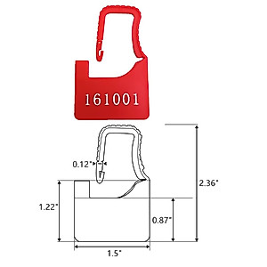 Numbered Security Plastic Padlock Seals Small Red 100 pcs per Bag