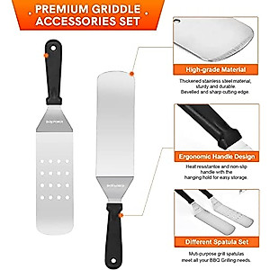 BQYPOWER Griddle Accessories Kit, 30PCS Flat Top Grill Accessories Set for Blackstone and Camp Chef Griddle, Professional Grilling Accessories BBQ Grill Tools Set, Barbecue Utensil Gifts