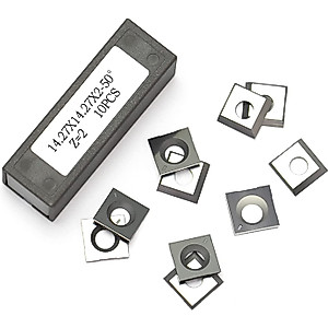 Carbide Inserts Cutters Knives 14.27mm Square Replacement Spiral Planer Blades for Rikon 20-600H WEN JT630H and PL1326 BP510H Cutech Jointer Rikon Craftex King Head 10pcs
