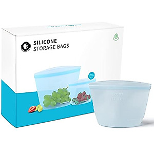 Gourmanity Cook Silicone Storage Bags | Reusable Silicone Bags with Zip Top | Silicone Storage Bags for Food | Leakproof Silicone Snack Bags [6 Bags in 3 sizes]