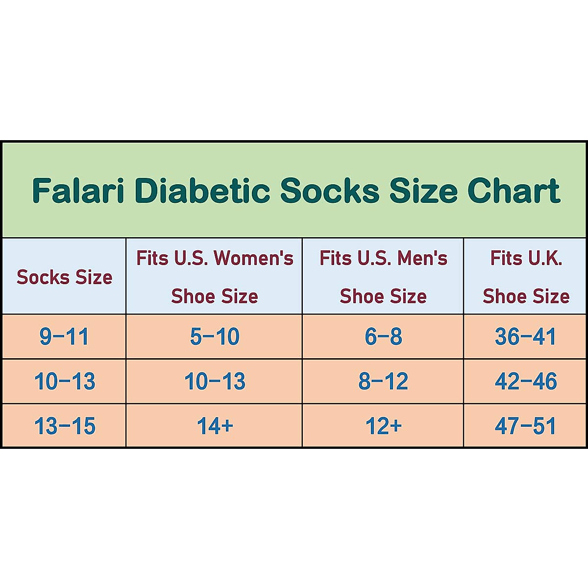 Falari Diabetic Socks Men Unisex Size 10-13 Black 63-2040-12PAIRS