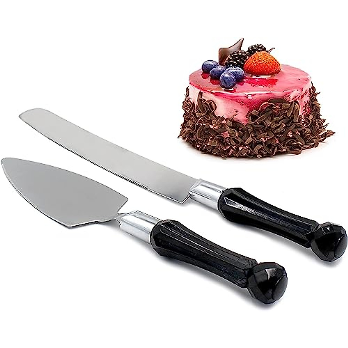 MoonShield Cake Knife & Server Spatula Cake Cutting Set - Wedding Cake Knife Set - Serving Set for Receptions Birthdays - Match the Color to Your Event Theme - Cake Knife and Cutter - Best Gift Set