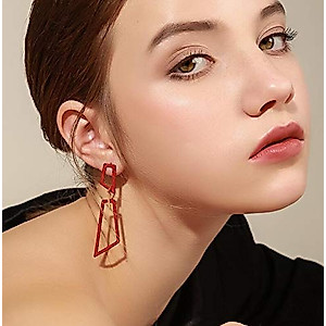 Chargances Bohemia Fashion Women Red Earrings Geometric Drop Earring Elegant and Simple Earrings Jewelry for Women