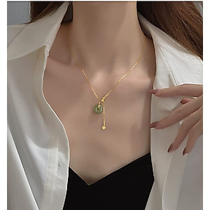 LIKEYO Jade Necklace - Jade Necklaces for Women, Natural Hetian Jade Pendants for Women, Green jade necklace, 925 Sterling Silver Gold Jade Jewelry for Women