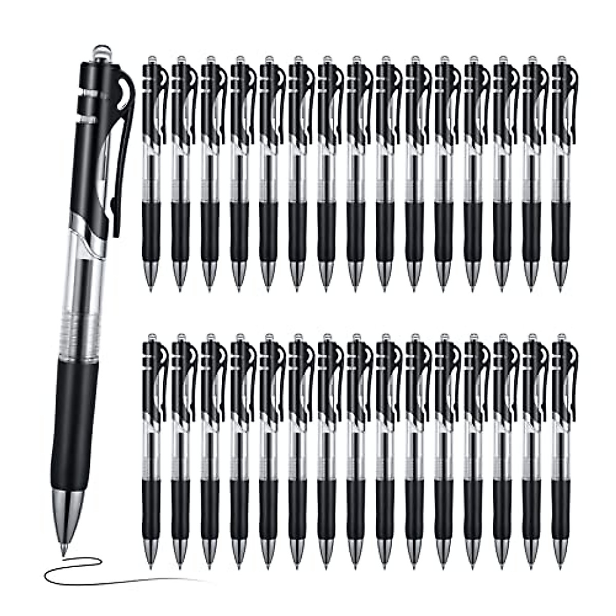 EEOYU Black Gel Pens, 28 Pack Rollerball Gel Ink Pens For Journal Notebook Writing Office School Supplies