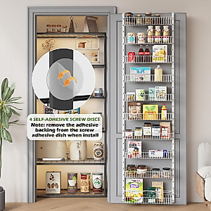 COVAODQ 10-Tier Pantry Door Organization and Storage Over the Door Pantry Organizer Metal Hanging Kitchen Spice Rack Can Organizer,Black