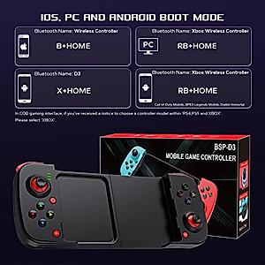 Megadream Mobile Game Controller Gamepad for iPhone iOS Android PC: Works with iPhone 15/14/13/12/11/X, iPad, Samsung Galaxy, TCL, Tablet, Call of Duty, Diablo Immortal - Directly Play (Black)