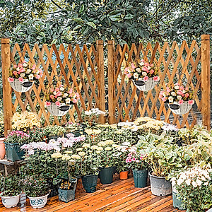 uyouous Garden Fence Wood Garden Fencing 2 Pack Extendable Instant Fence Wooden Garden Fence Expandable Freestanding Wood Garden Trellis Fence for Home Yard Garden Indoor Outdoor