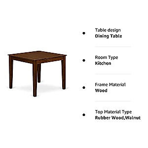 East West Furniture Modern OxT-AWA-T Mid Century Dining Table with Antique Square Tabletop and-Walnut Finish, 36 x 30