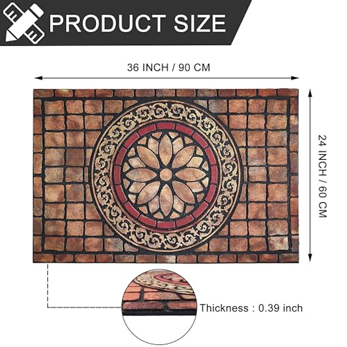 CHICHIC Rectangle Entrance Door Mat Large 24 x 36 Inch High Traffic Area Entry Way Doormat Front Door Rugs Outdoors Heavy Duty Welcome Mat, Non Slip Rubber Back Low Profile for Garage