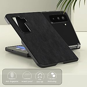 Foluu for Microsoft Surface Duo 2 Case, Surface Duo 2 2021 Leather Case, [Slim & Lightweight] PU Leather Back Cover Hard PC Durable Protective Phone Case for Microsoft Surface Duo 2 2021 (Black)