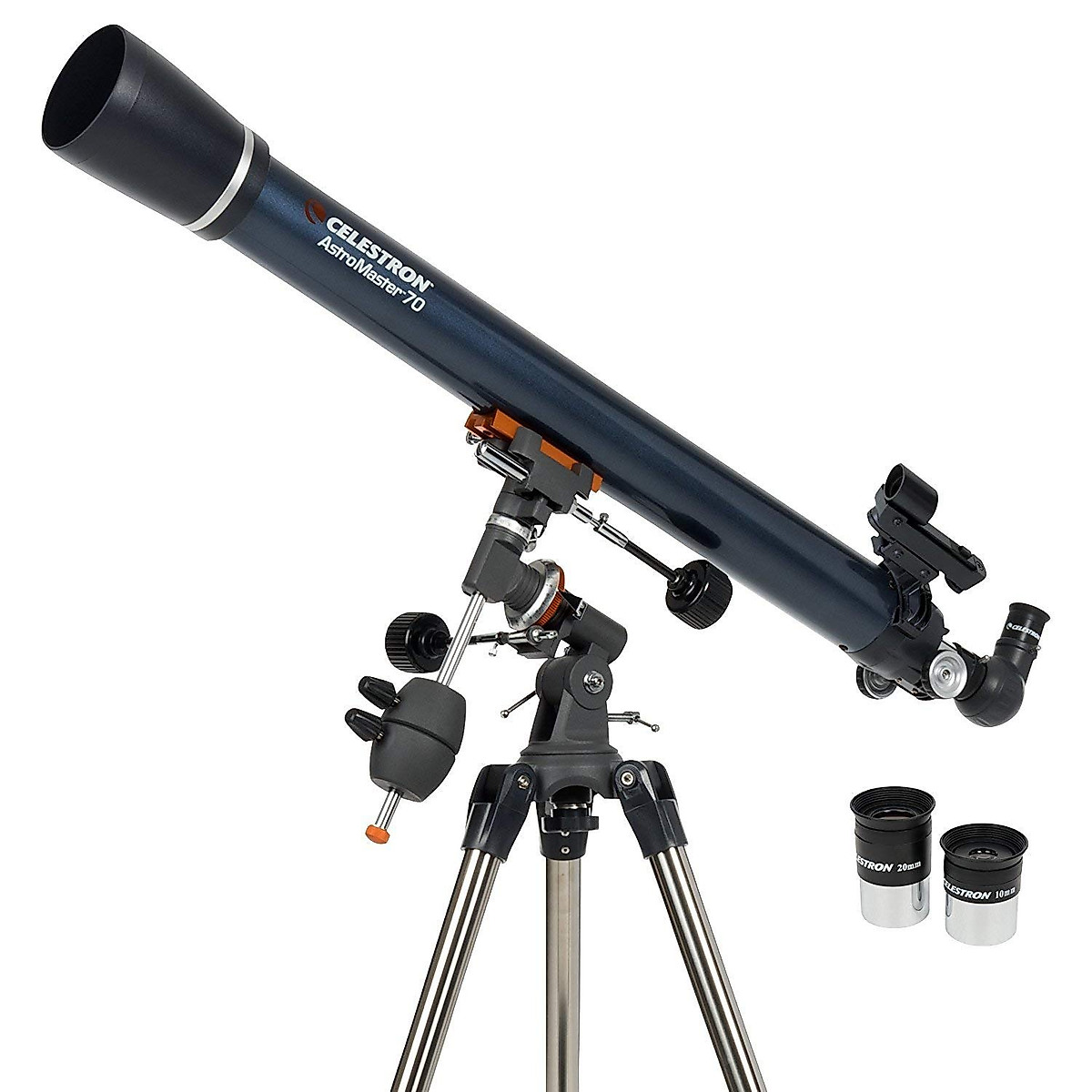 Celestron - AstroMaster 70EQ Refractor Telescope – Refractor Telescope for Beginners - Fully-Coated Glass Optics - Adjustable-Height Tripod - BONUS Astronomy Software Package