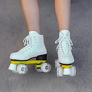 Ugboiu Roller Skates for Women and Men, Derby Roller Skates with 4 Shiny Wheel, Classic Double-Row Roller Skates for Indoor and Outdoor