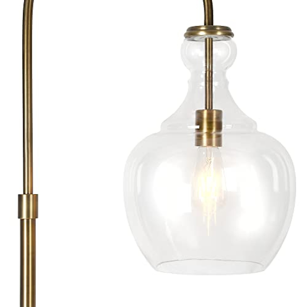 Henn&Hart Arc Floor Lamp with Glass Shade in Brass/Clear, Floor Lamp for Home Office, Bedroom, Living Room