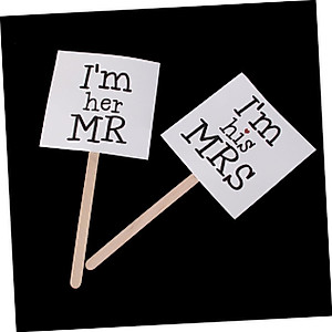 COOLHIYA Mr and Mrs Wedding Party Photo Booth Props Sticks White Bridal Shower Photo Props for Bachelorette Celebrations and Wedding Decor for Fun Photo Opportunities