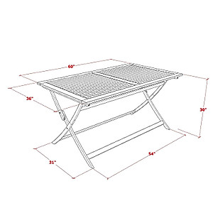 East West Furniture AEDK7CWNA 7 Piece Patio Bistro Dining Furniture Set Consist of a Rectangle Outdoor Acacia Wood Table and 6 Folding Side Chairs, 36x60 Inch, Natural Oil