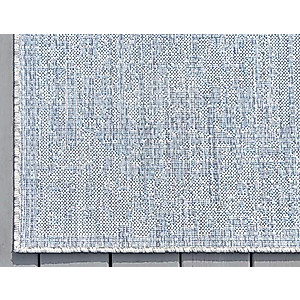 Unique Loom Outdoor Traditional Collection Area Rug - Timeworn (2' x 8' Runner, Blue/ Gray)