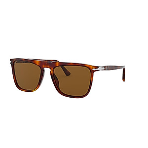 Persol PO3225S Rectangular Sunglasses, Havana/Brown Polarized, 56 mm