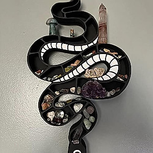 COUNTOOZQ Creative Floating Shelves Snake Shape Wall Decor Wood Wall Shelves Decorative Wall Hanging Crystal Display Shelf for Crystal Stones Chakrastones Mineral Rocks,A