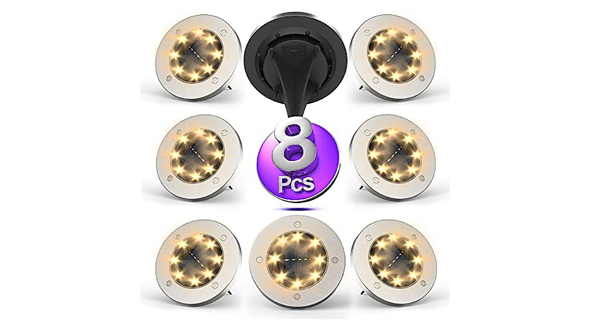 Solar Disk Lights Outdoor - Waterproof LED In-Ground Garden