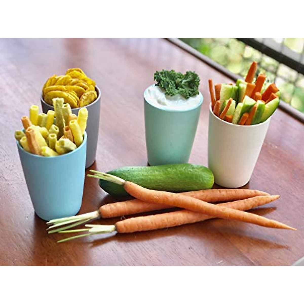 Miracle Bean X Kids Bamboo Fibre Drinking Cups, (Set of 6) for Milk, Juice, Water, Non Toxic, Biodegradable, Eco Friendly 8oz