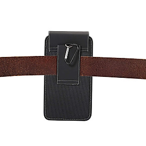 Universal Vertical Phone Holster Case with Belt Loop Carabiner Clip Carrying Pouch for Google Pixel 6 / Pixel 4 XL / Pixel 3a XL, Galaxy S21 Plus / S20 FE / S10 Plus / Note 20 / Note 10+ Plus, TCL 10L