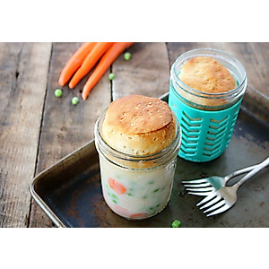 JarJackets Silicone Mason Jar Protector Sleeve - Fits Ball, Kerr 16oz (1 pint) WIDE-Mouth Jars | Package of 4 (Multicolor) …