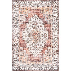 nuLOOM Dania Machine Washable Medallion Area Rug, 9' x 12', Navy