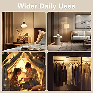 2Pack Rechargeable Light Bulbs with Remote E26/E12 Battery Operated Light Bulb 2200mAh, 3 Color Temperatures/Timer/Dimmer/Color Changing Puck Lights with Remote, Cordless Light Bulb for Non-Hardwired