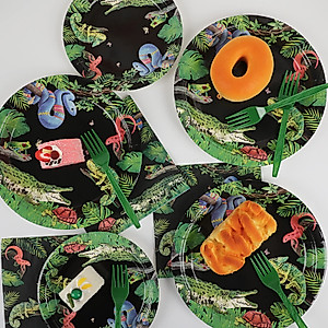 Reptile Snake Party Supplies Favors Lizard Reptile Birthday Party Decorations Plates Napkins for Kids Jungle Swamp Snake Alligator Camping Wildlife Turtle Wilderness Party Serves 24