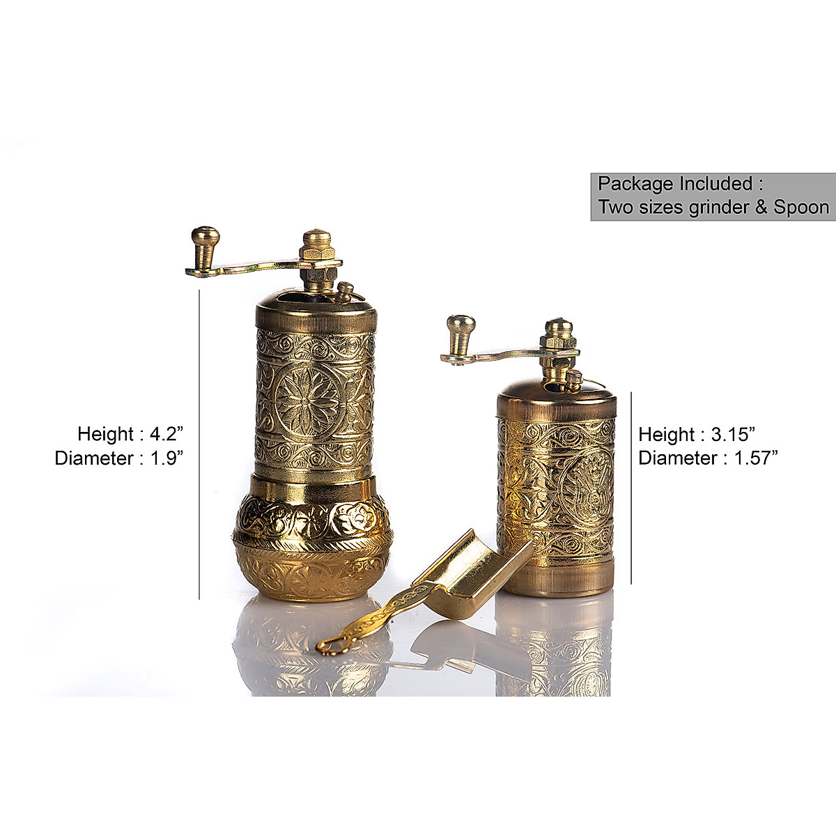 Salt And Pepper Grinder Set - Herb / Pepper Grinder Mill - Spice / Coffee Bean Grinder -Manual (Gold)