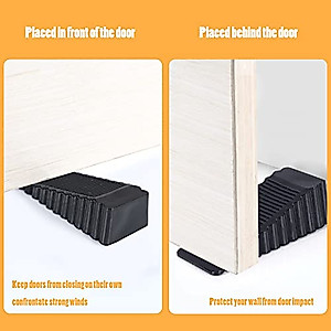 TAROSE Door Stoppers for Bottom of Door, Rubber Door Stops Wedge, Sturdy Stackable Doorstop Works on All Floor Surfaces Height up to 1 Inches - 2 Pack Black