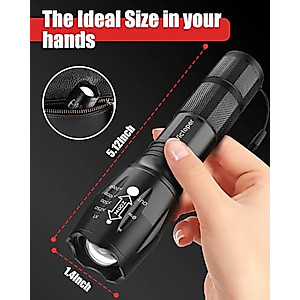 Victoper LED Flashlight 2 Pack, Bright 2000 Lumens Tactical Flashlights High Lumens with 5 Modes, Waterproof Focus Zoomable Flash Light for Outdoor, Gifts for Birthday for Men Women Adults