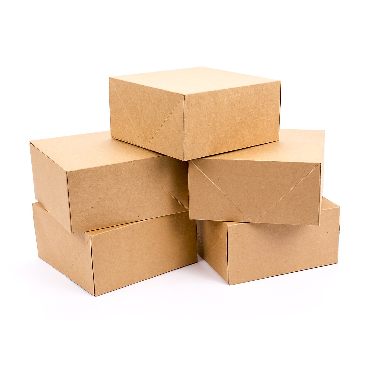 Hallmark 8" Gift Boxes (Pack of 5; Square Kraft) for Christmas, Holidays, Birthdays, Weddings, Crafts, Fathers Day, Care Packages and More