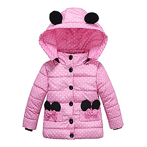 Girls Zip up Hoodie Jacket Hooded Warm Puffer Jacket Parka Coat Outwear with Pockets for Fall Winter Pink