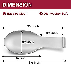 Spoon Rest Set of 2, E-far Stainless Steel Spoon Ladle Holder Spatula Rest for Kitchen Stove Top, Large Size & Dishwasher Safe