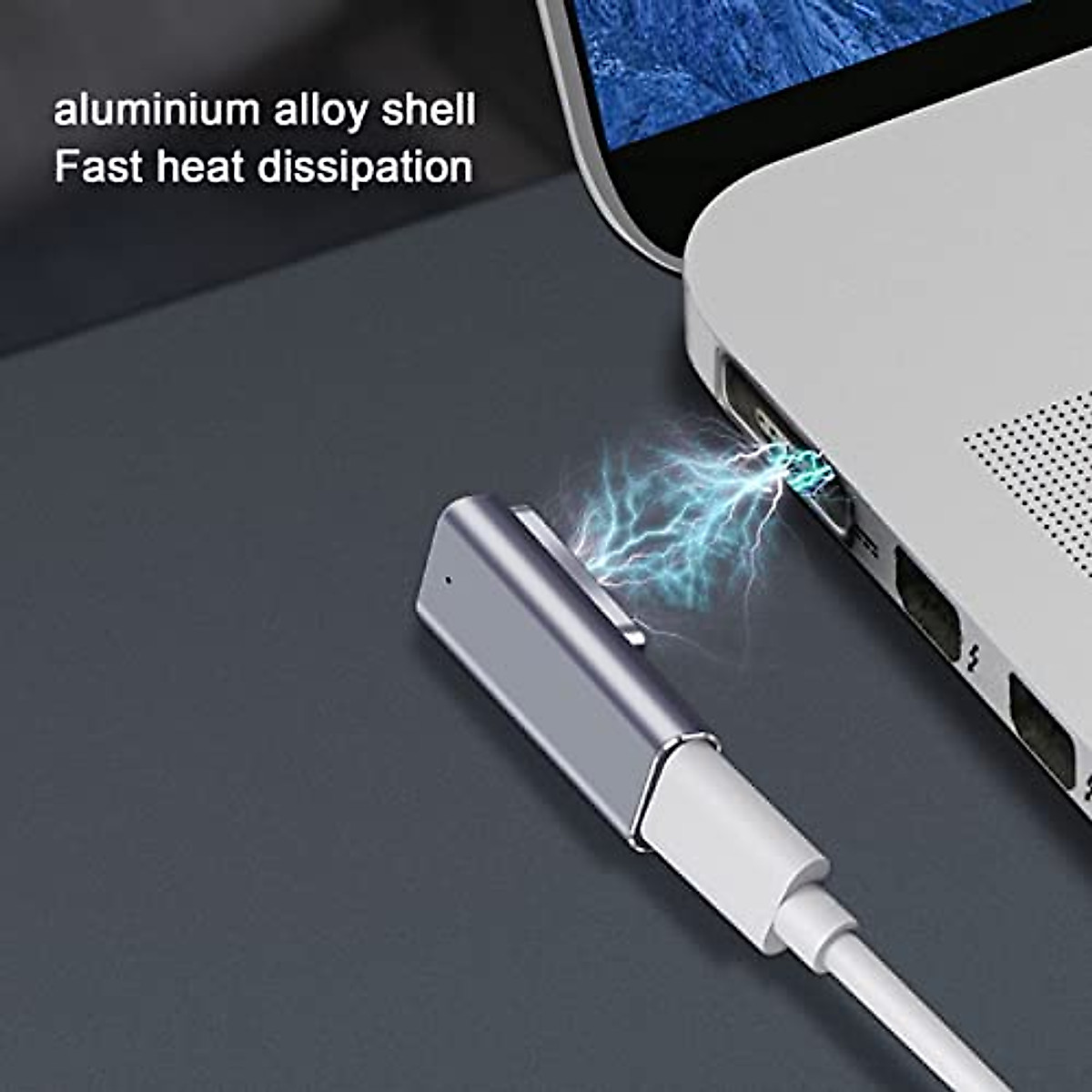 Watris Veiyi USB C to Magnetic T-Tip Adapter, Female Type-C to Magnetic 2 Converter, 5A Type-C PD Power Fast Charging Adapter for OS X Laptop(Silver)