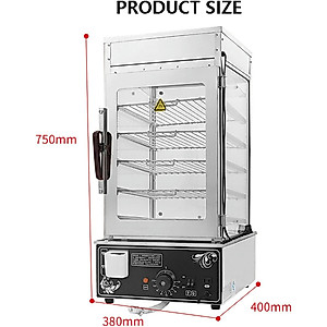 Electric Food Steamer, Steamed Buns Machine Warmer Showcase for Commercial, Top Load Hut Steamer with Water Level Tank