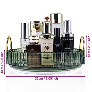 PYangTian 360°Rotating Makeup Organizer,Round Rotating Skincare Organizer Countertop-Large Capacity Makeup, Skincare & Perfume Organizer. (Green)