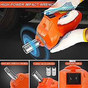 E-HEELP Electric Car Jack Kit 5Ton 12V Hydraulic Car Jack Kit with Electric Impact Wrench for SUV MPV Sedan Truck Change Tires Garage Repair