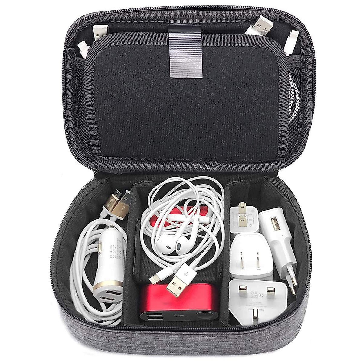 sisma Charging Cords Chargers Battery Travel Organizer (Grey) + Xbox One X|S Wireless Controller Travel Case (Black)