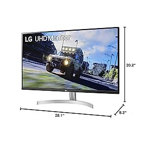 LG 32UN500-W Monitor 32" UltraFine (3840 x 2160) Display, AMD FreeSync, DCI-P3 90% Color Gamut, HDR10, Built-in Speakers, 3-Side Virtually Borderless Design - Silver/White