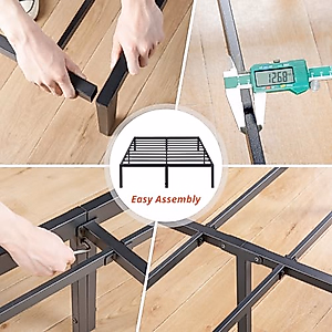 PrimaSleep 18 Inch Heavy Duty Steel Slat Anti-Slip Support, Easy Assembly Platform Bed frame, Noise Free Steel Mattress Foundation, Maximum Storage, No Box Spring Needed, Black, King Size
