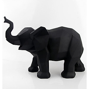ABEESEA Large Black Elephant Sculpture Statue Collectible Figurines with Trunk Up Wealth Lucky Elephant Figurine,Perfect for Home Decor Gift