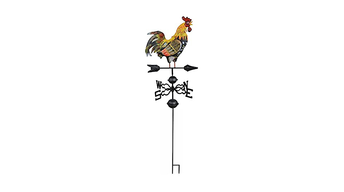 HGC 48 in. Metal Weather Vane with Rooster Ornament - Farmhouse Decor
