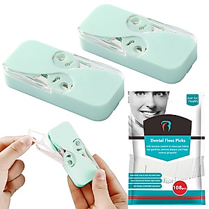 2 PCS Portable Floss Dispenser, Dental Floss Picks Dispenser Case Refillable with 108 Pcs Toothpicks Sticks Dental Floss Picks Holder Dispenser Travel Floss Organize (Black)